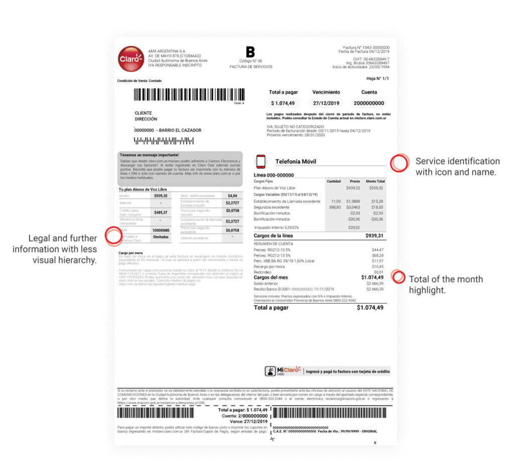Claro Invoice – Eileen Rojas